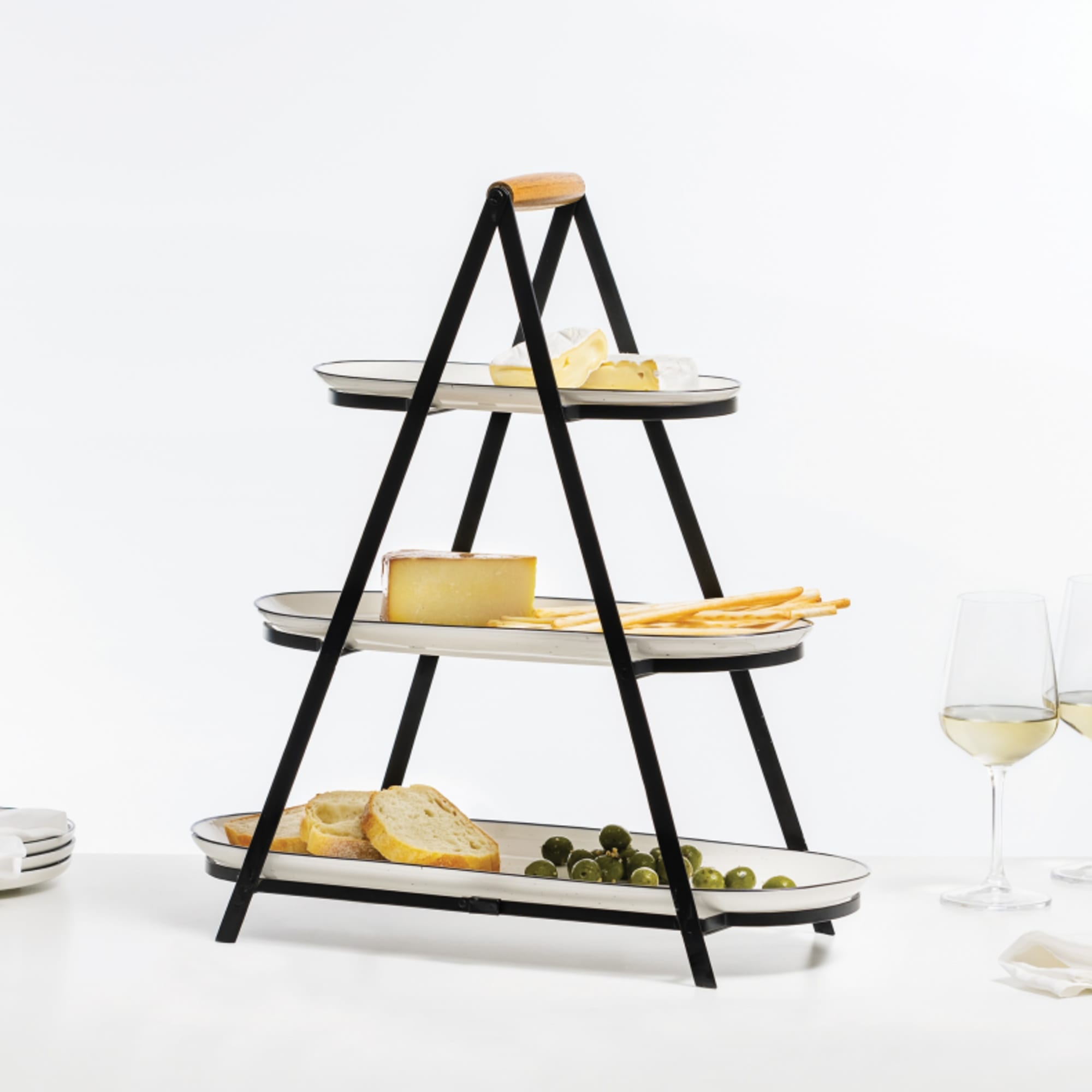 Mona 3 Tier Serving Tower White with Black Speckle | Kitchen Warehouse™