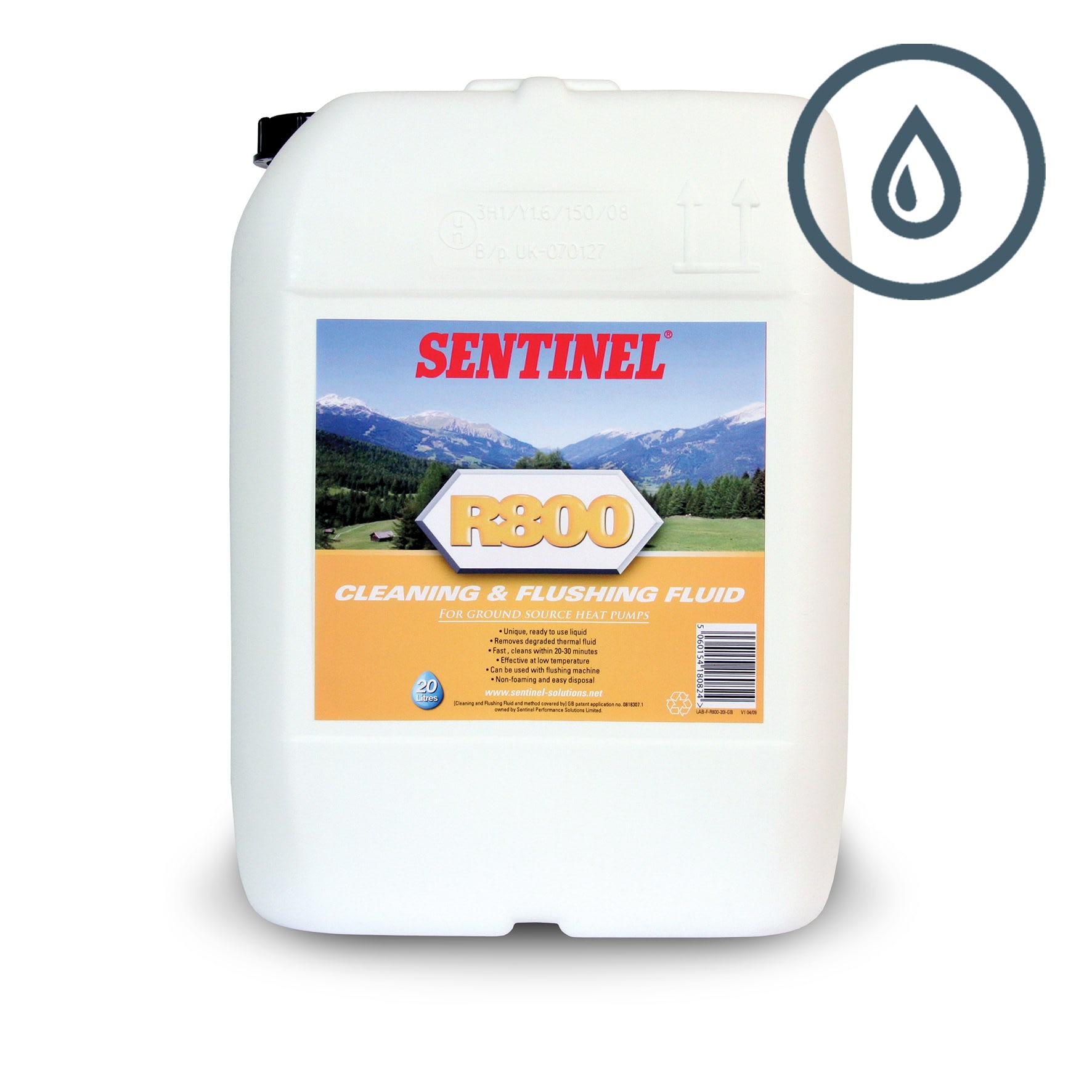 R800L Systemrens for jordvarmepumpesystem 20 liter Klart Vann