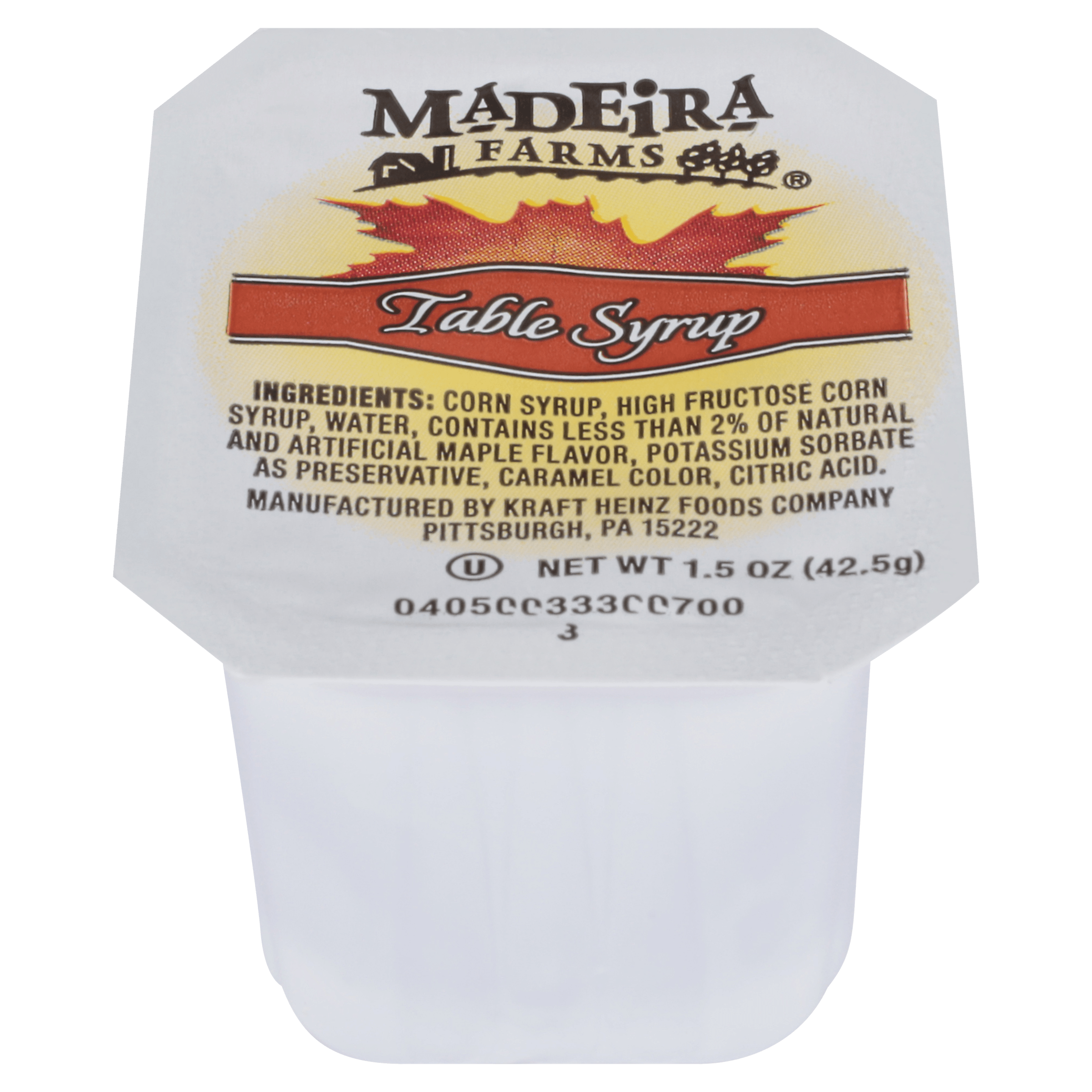 Madeira Farms Single Serve Table Syrup, 9.375 LB | Away From Home