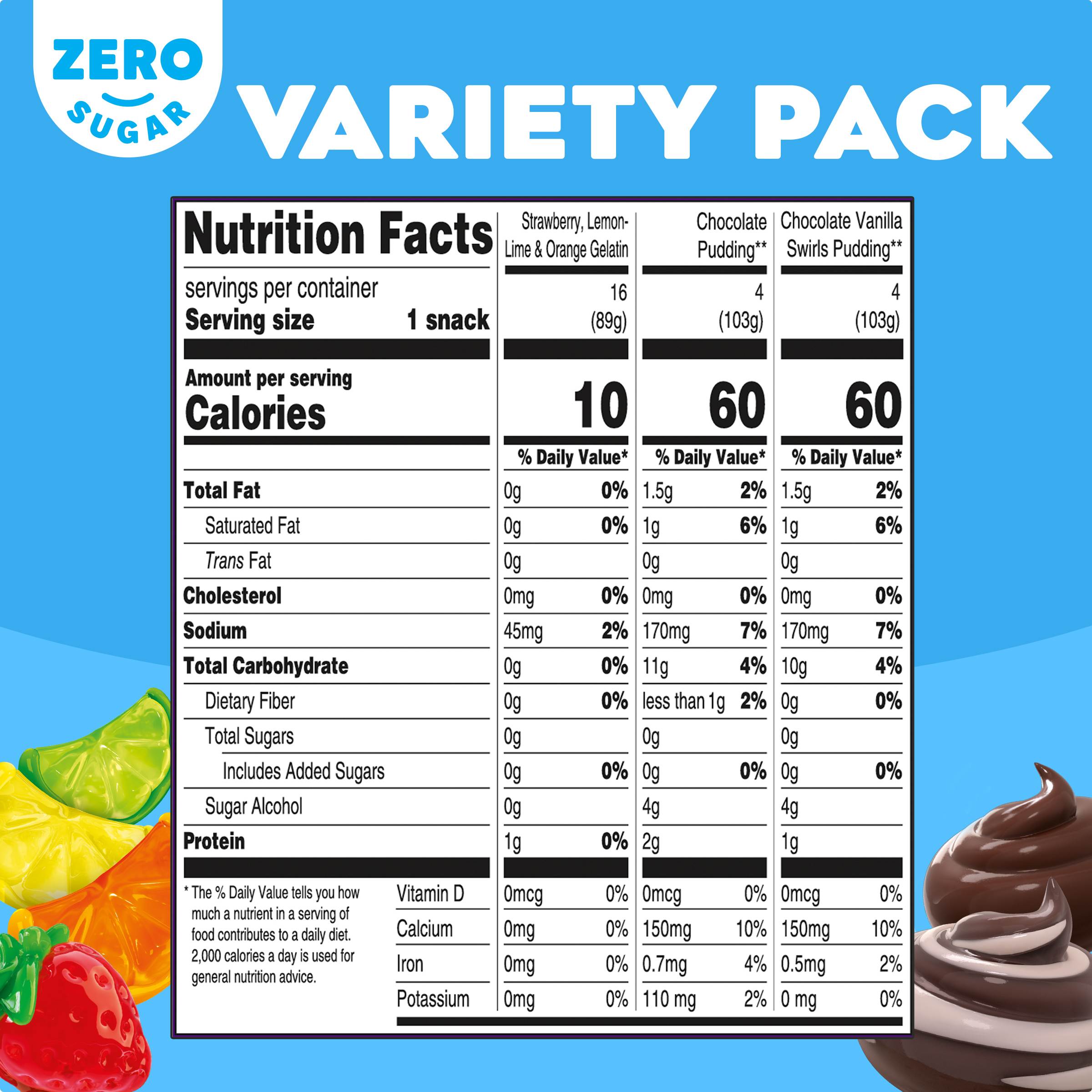 Zero Sugar Strawberry, Lemon-Lime & Orange Gelatin & Chocolate ...