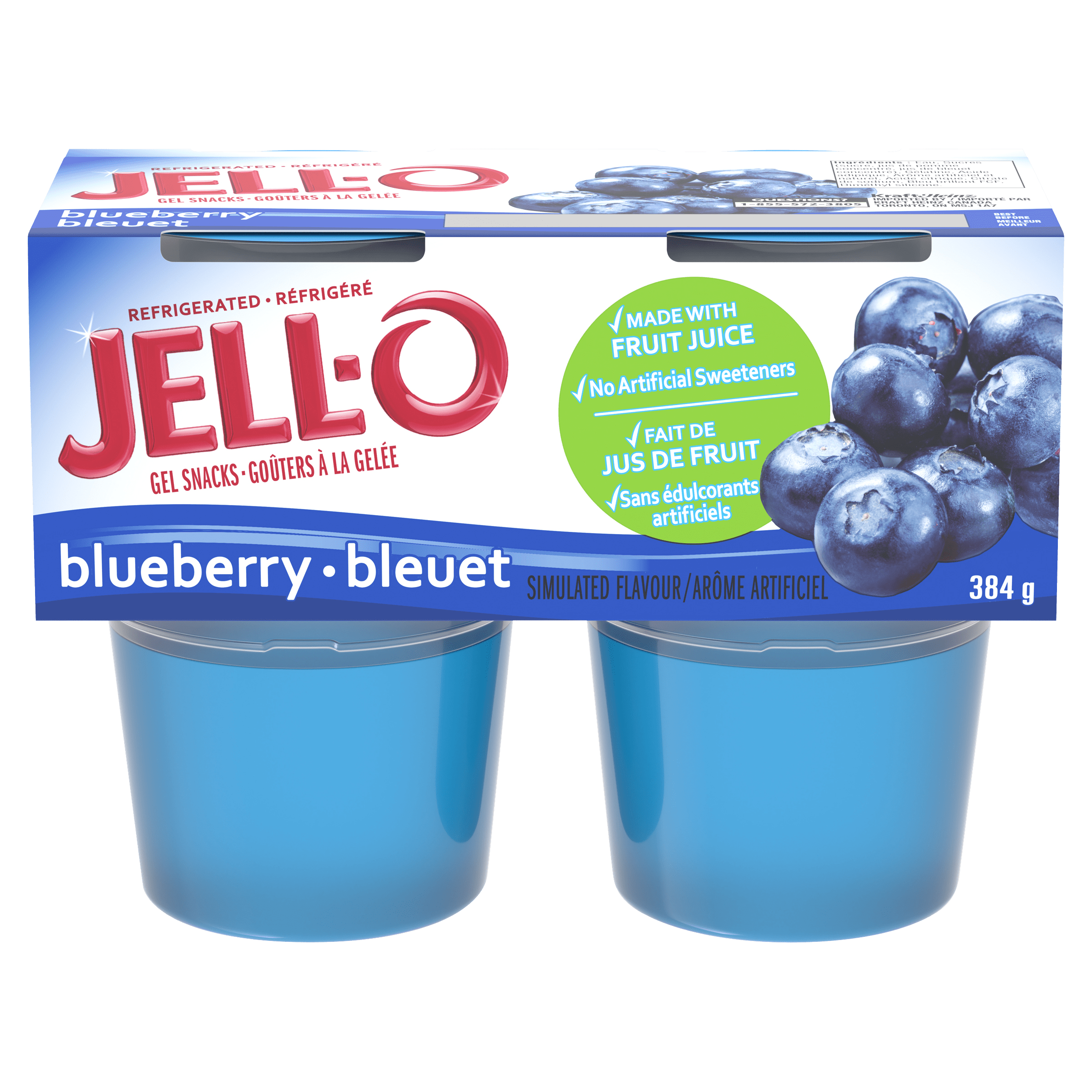 Blueberry Refrigerated Ready-To-Eat Gel Snack Cups | Jell-O | Canada ...