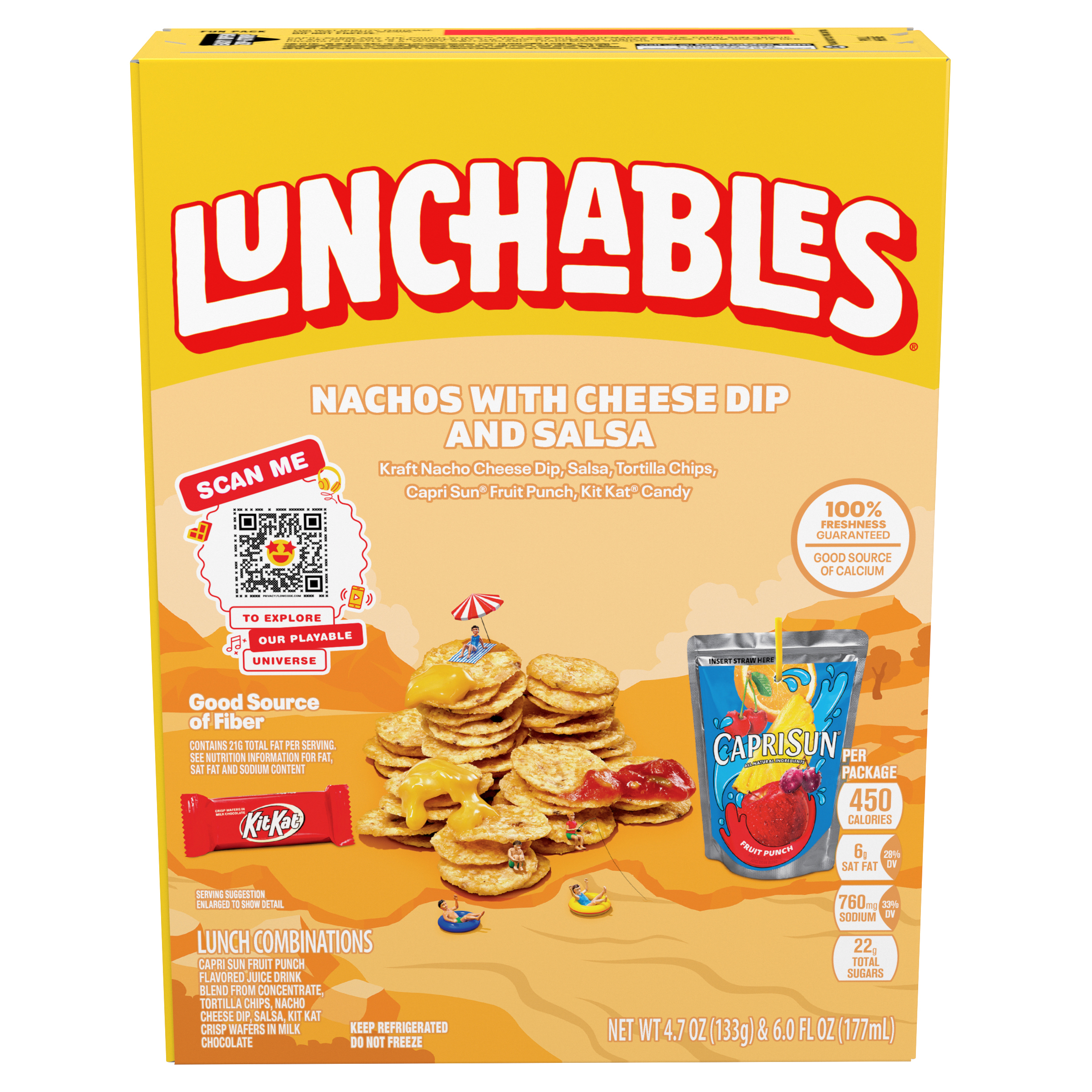 Nachos with Capri Sun Fruit Punch & Kit Kat Fun Pack | Lunchables