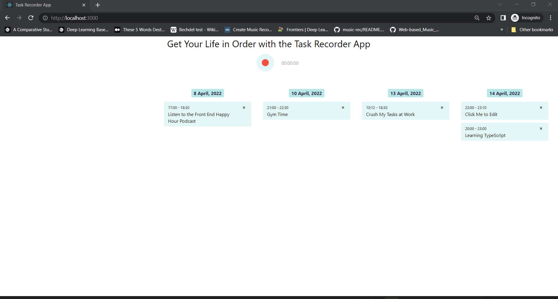 GitHub - kxnxchukwu/Task-Recorder-App: Task Recorder App using Typescript with React and Redux