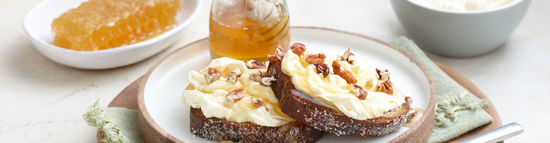 Toasted Banana Bread With Mascarpone & Honey