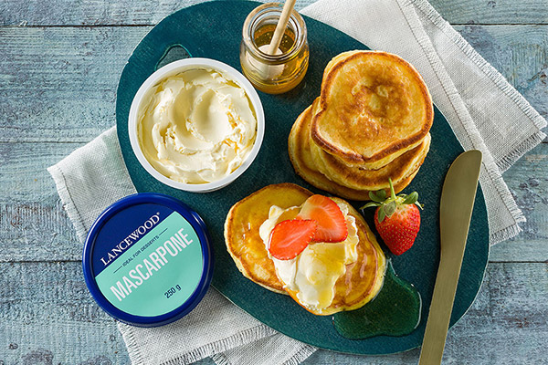Breakfast Flapjacks With Mascarpone & Honey