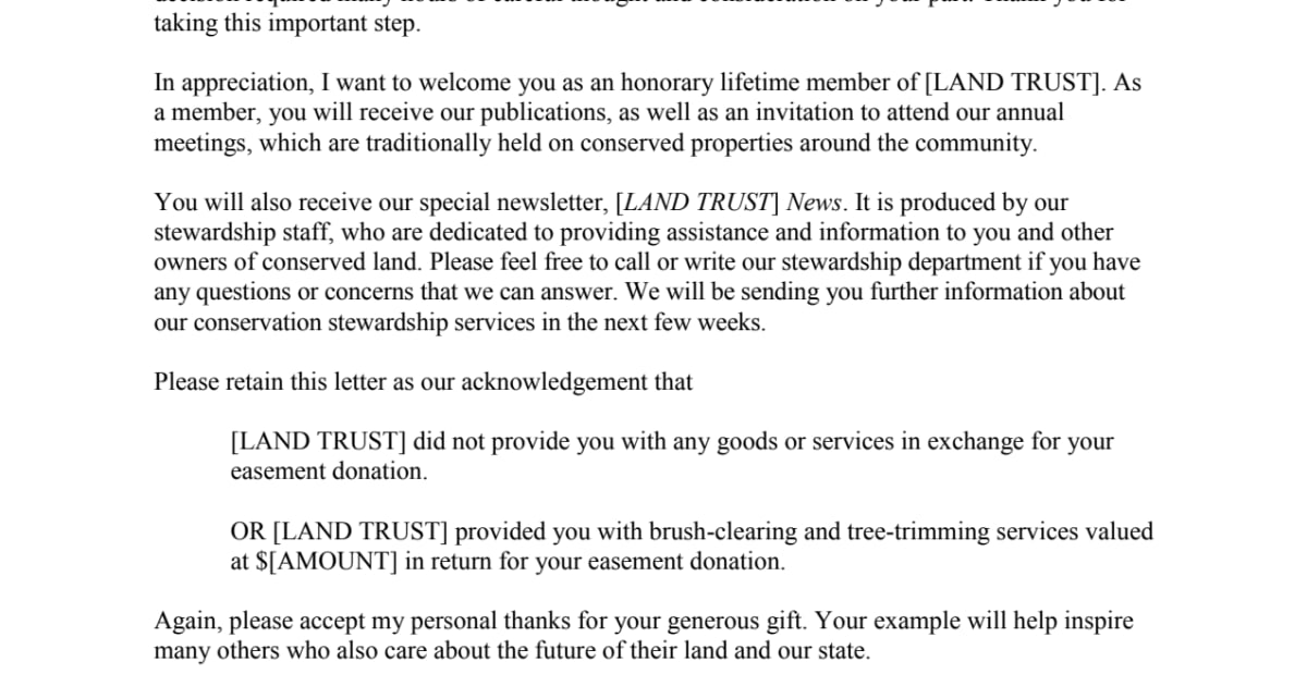 Practice 5B – Contemporaneous Written Gift Acknowledgment: Easement ...