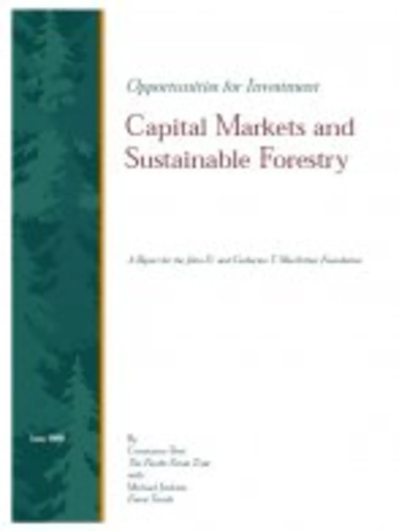 Opportunities for Investment: Capital Markets and Sustainable Forestry ...