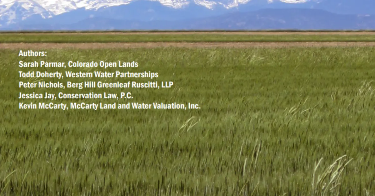 Sharing Water to Save the Farm: A Guide to Agricultural-Municipal Water ...