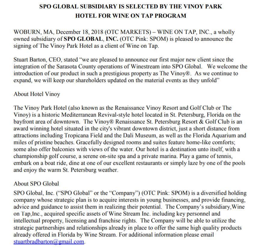 SPO Global Inc. (SPOM) Stock Message Board - InvestorsHub