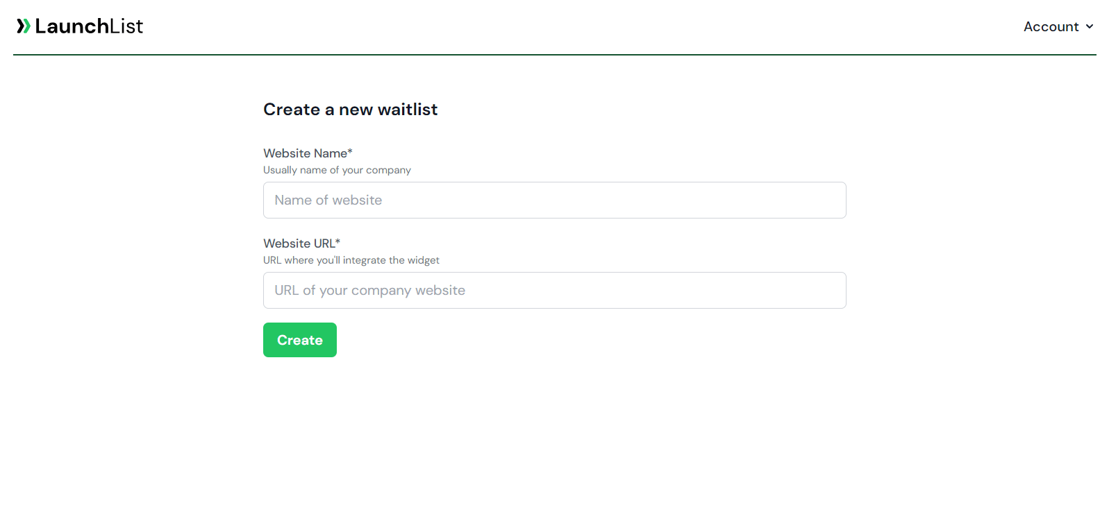Create Waitlist - LaunchList Create Waitlist - LaunchList
