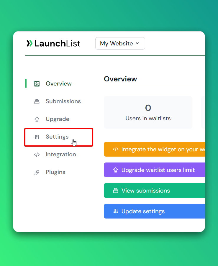 Waitlist Settings - LaunchList Waitlist Settings - LaunchList