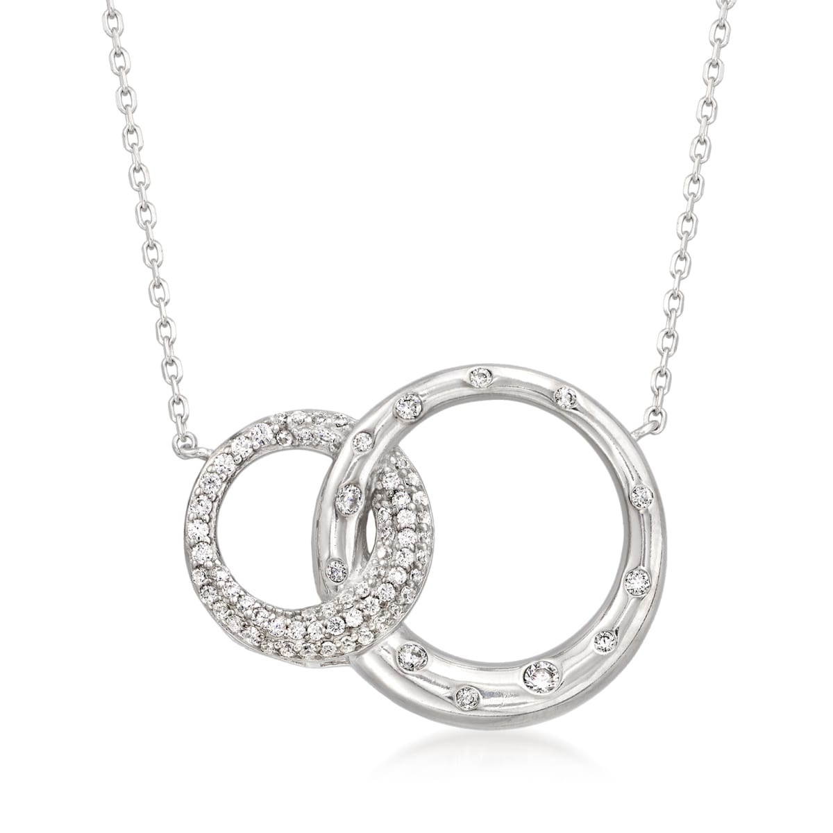 40 Ct T W Pave Cz Interlocking Circles Necklace In Sterling Silver