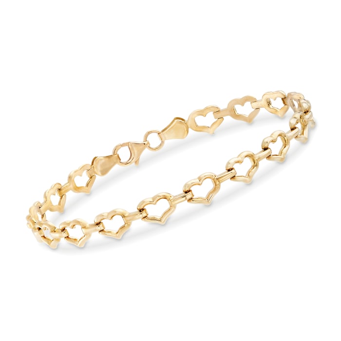 14kt Yellow Gold Heart-Link Bracelet | Ross-Simons 14kt Yellow Gold Heart-Link Bracelet | Ross-Simons