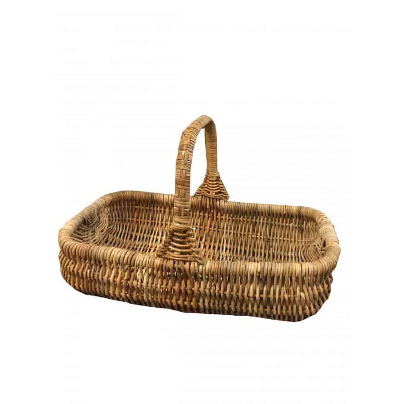 Grand panier rectangulaire rotin. Fond plat