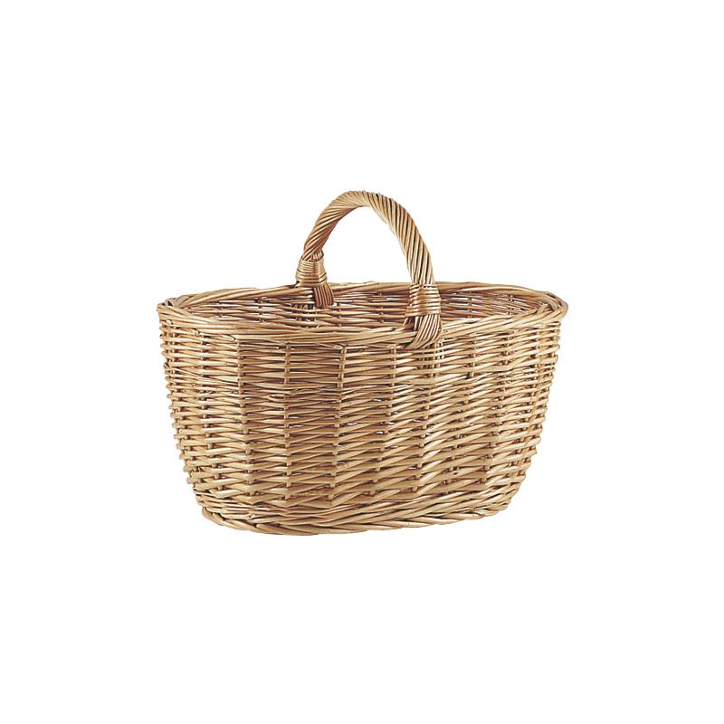 Panier rigide anse basse ovale en osier buff pour le marché