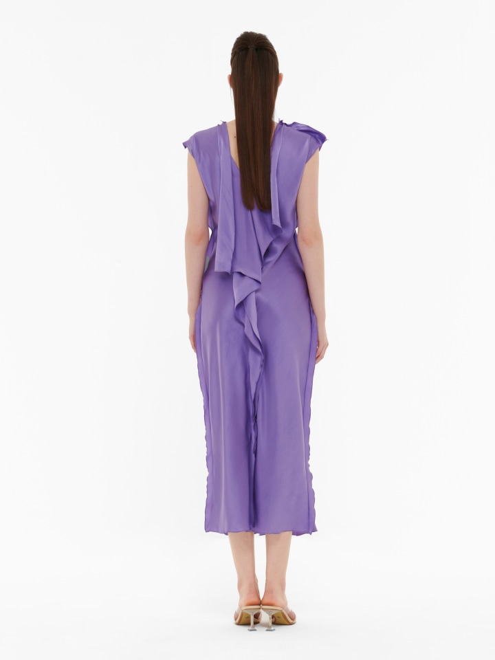Ruffle Back Silk Dress | leem