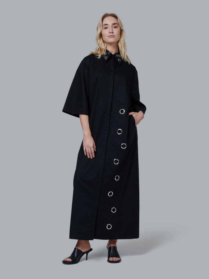 Eyelet Detail Shirt Dress | leem