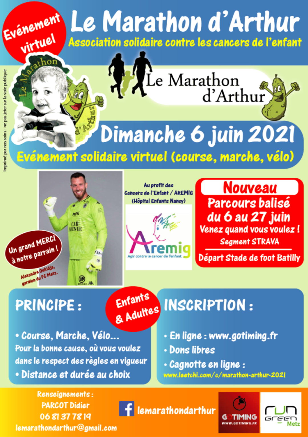 Cagnotte : Le Marathon d'Arthur - 6 juin 2021 | Leetchi