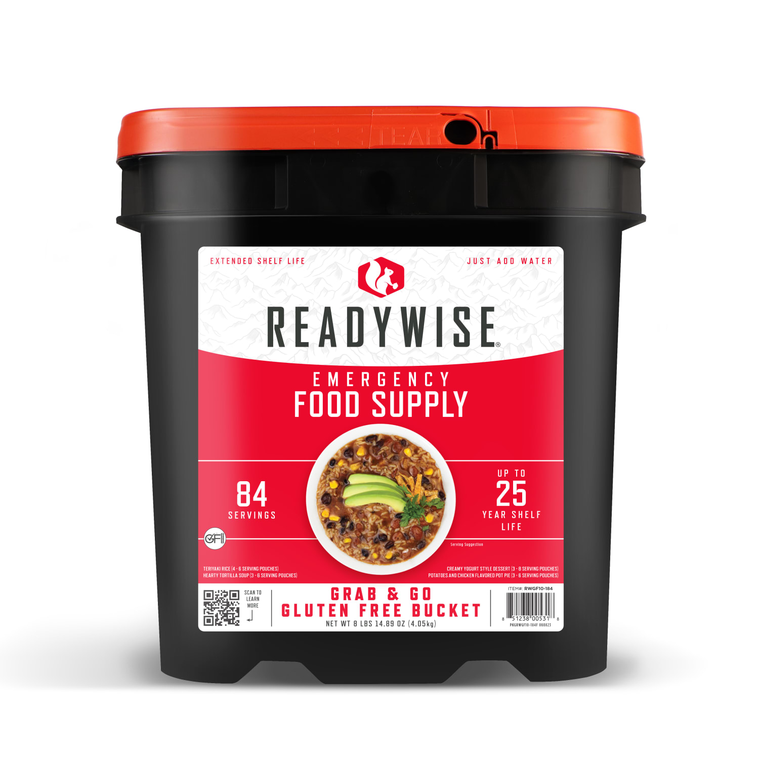 ReadyWise Gluten-Free Grab & Go Food Bucket | Emergency Ready