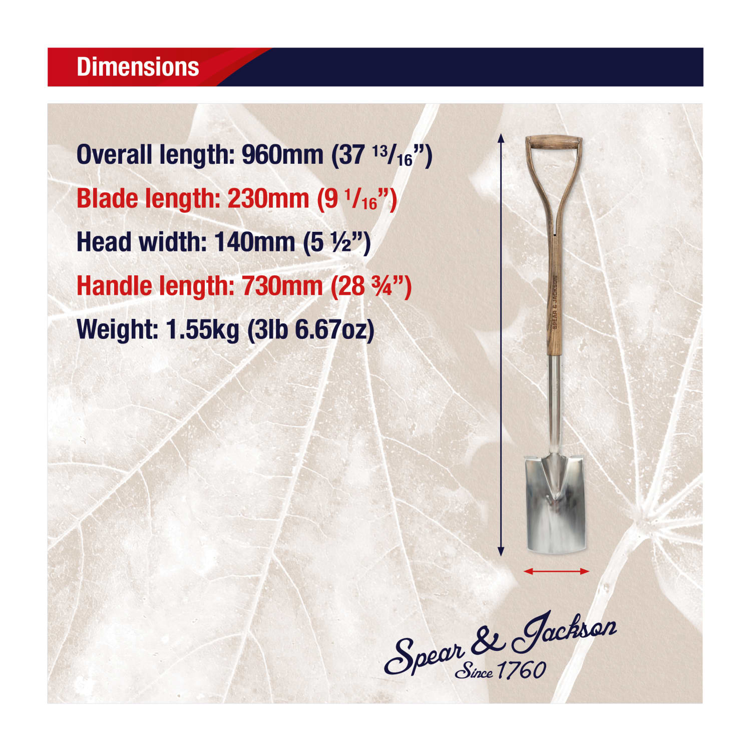 Spear & Jackson Traditional Stainless Border Spade | Lehman's
