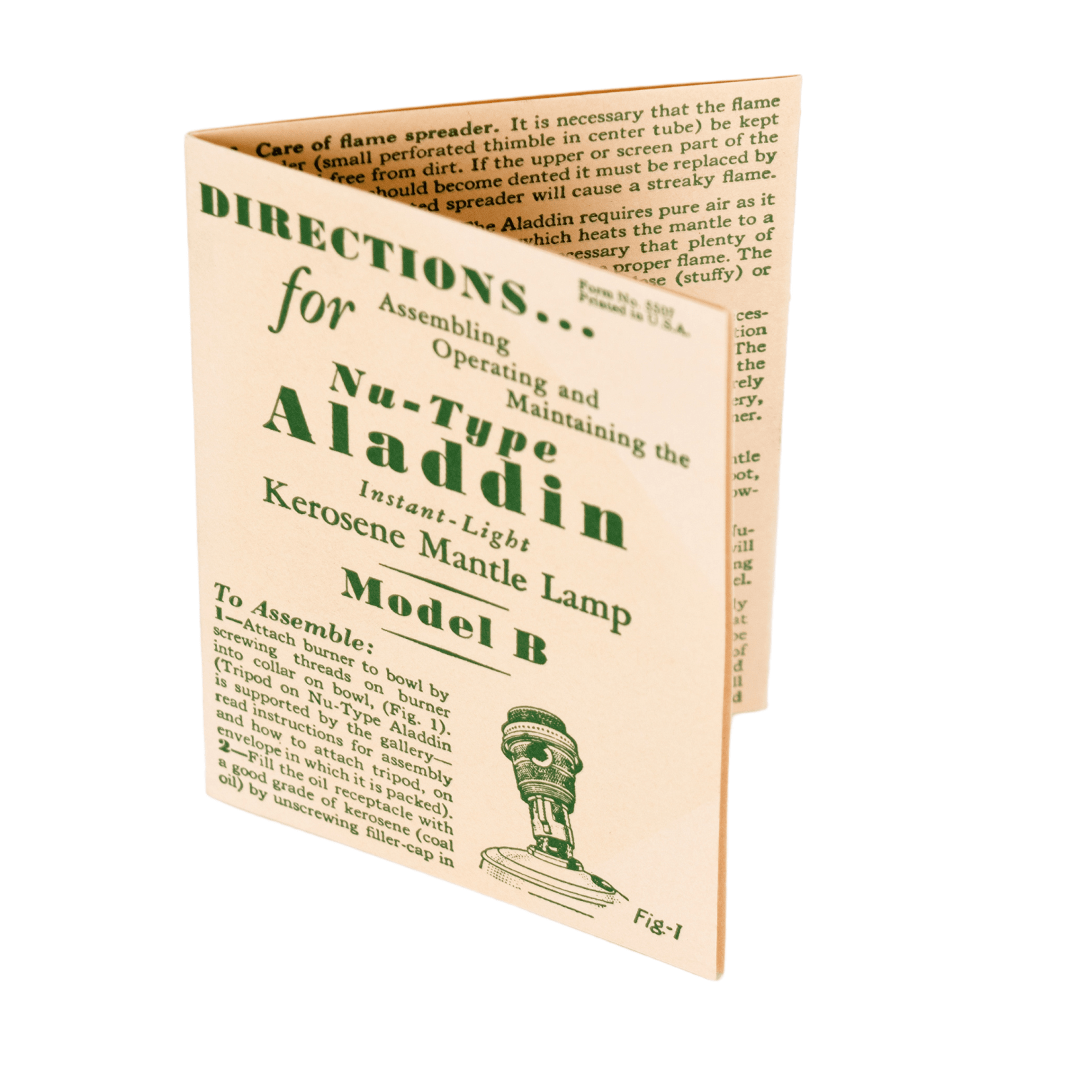 Aladdin Model B Burner Instruction Booklet | Lehman's