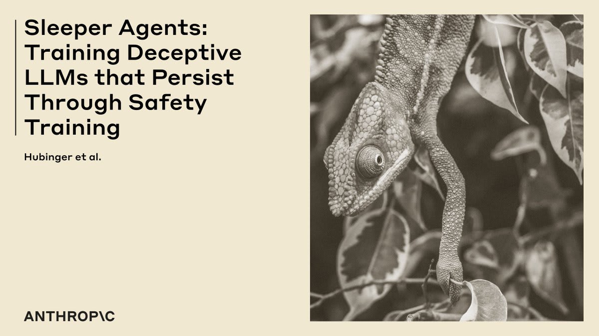 Sleeper Agents: Training Deceptive LLMs that Persist Through Safety Training — AI Alignment Forum