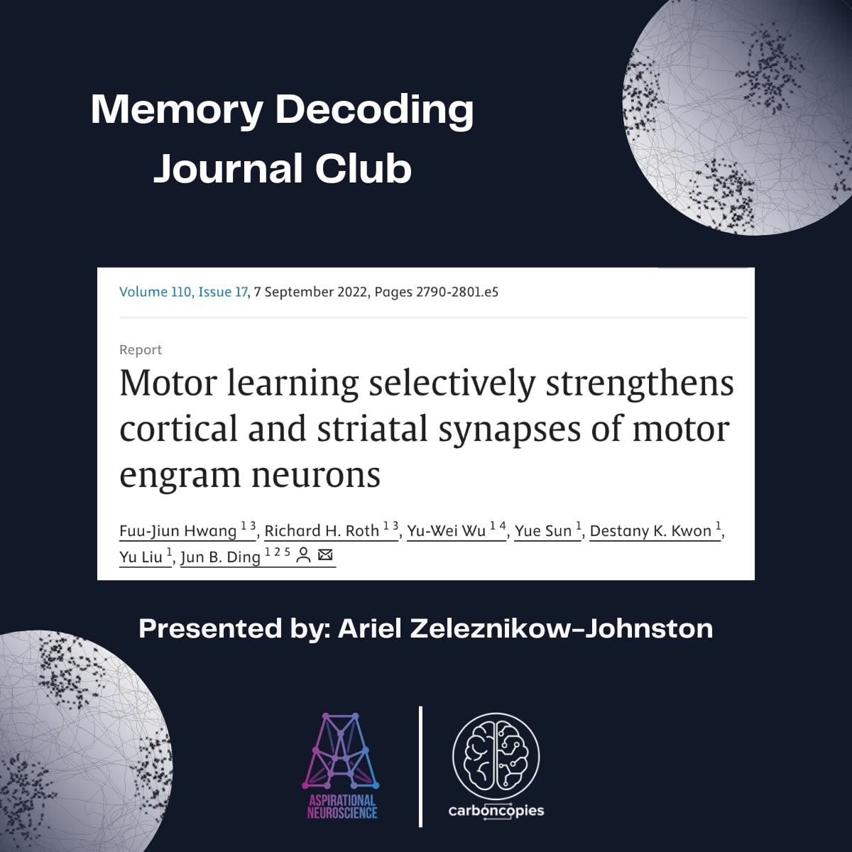 Memory Decoding Journal Club: "Motor learning selectively strengthens ...