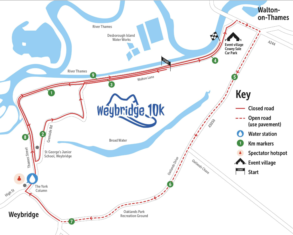 Weybridge 5k, 10k and Half Marathon June 2026 - Running in Shepperton ...