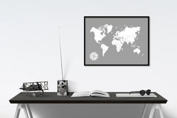 Karttajuliste - My Travel Map harmaa – Camala