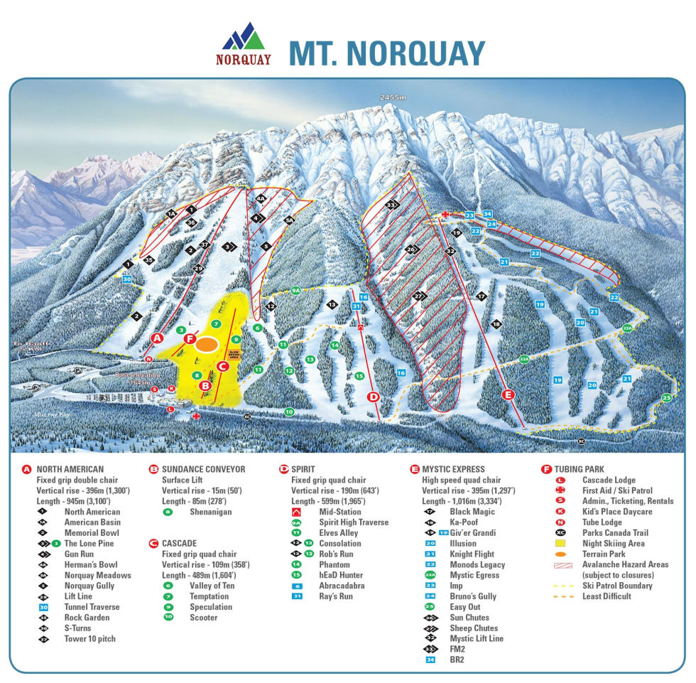 Banff Mt Norquay Trail Map | Liftopia