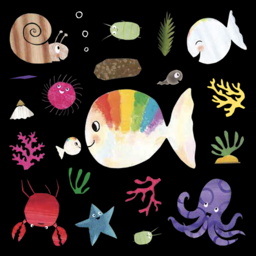 Clavis Stickerset - Klein wit visje | detail