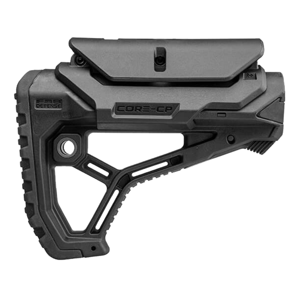 FAB Defense GL Core Collapsible AR15 Buttstock With Cheekriser Black