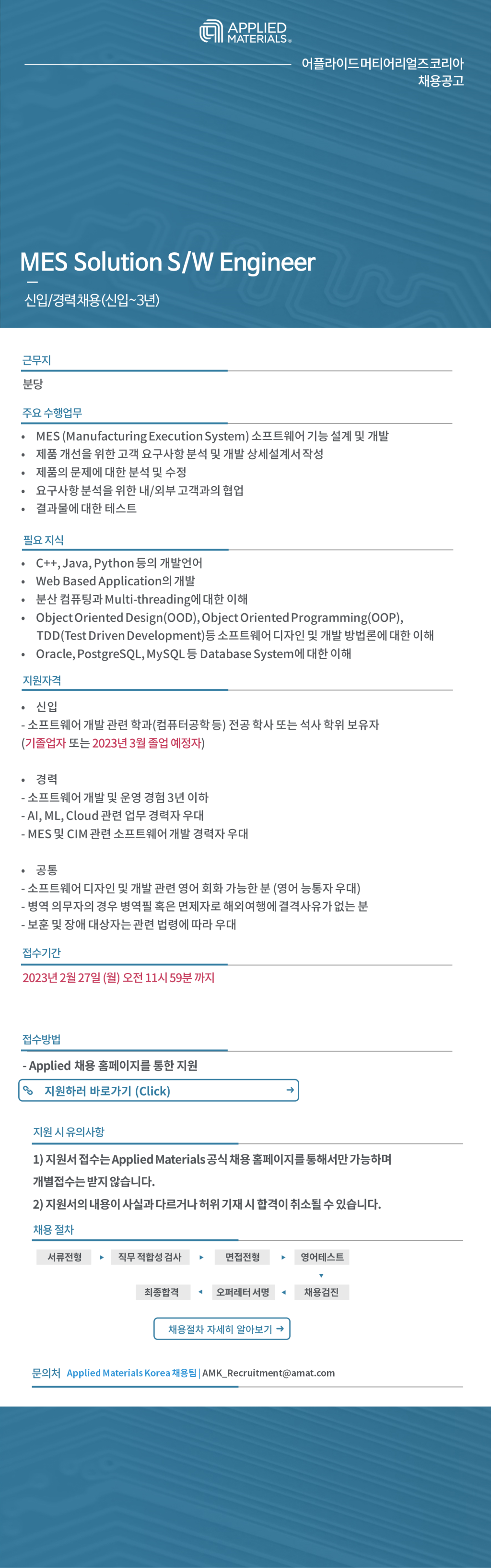 MES Solution Software Engineer | 공모전 대외활동-링커리어