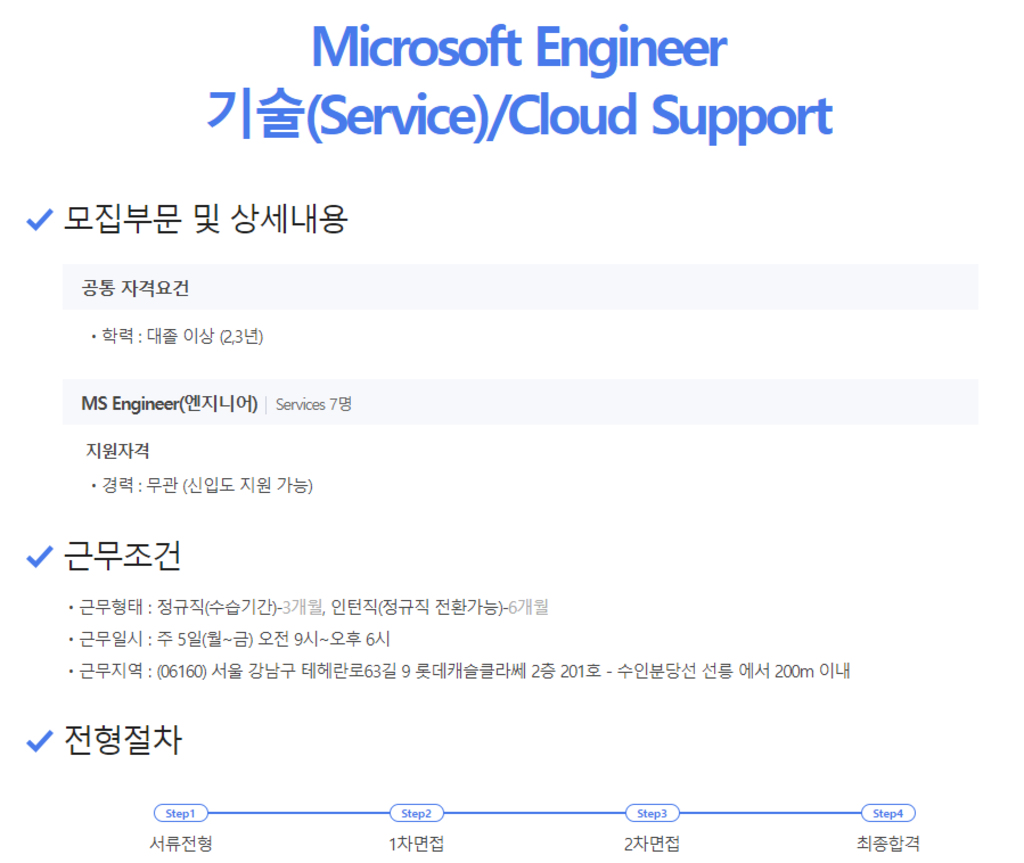 Microsoft Engineer-기술(Service)/Cloud Support | 공모전 대외활동-링커리어
