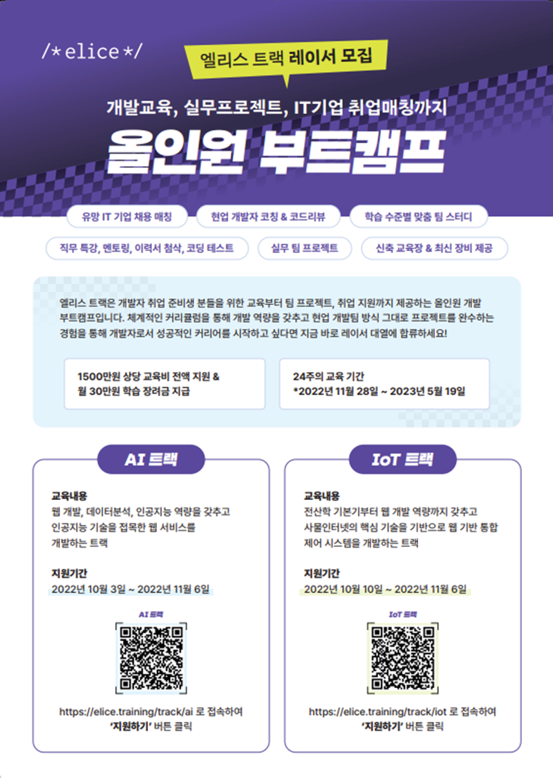 엘리스 경력에 필요한 경험을 쌓는 길 엘리스 트랙 Ai 6기 And Iot 1기 모집 공모전 대외활동 링커리어