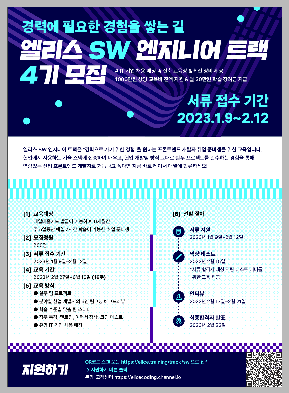 전액 무료 실무 개발 프로젝트부터 채용 매칭까지 개발자 취업의 시작 엘리스 Sw트랙 4기 모집 공모전 대외활동 링커리어