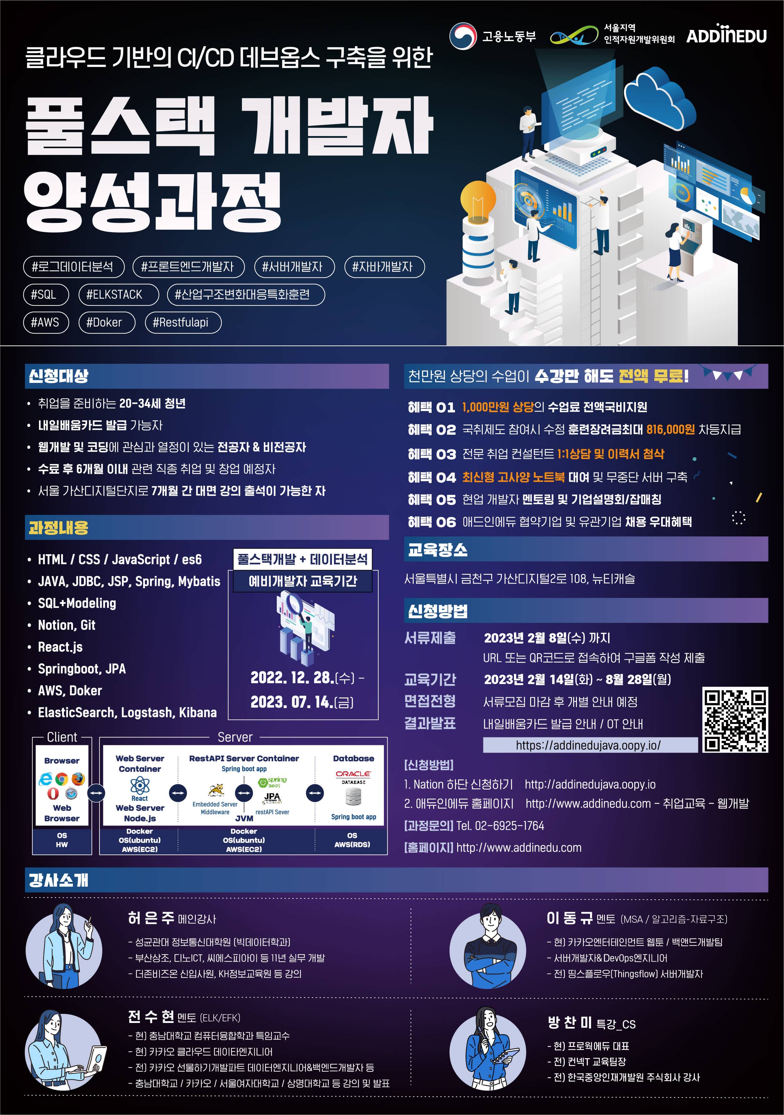 고용노동부 클라우드 기반의 Cicd 데브옵스 구축을 위한 풀스택 개발자 양성과정 공모전 대외활동 링커리어