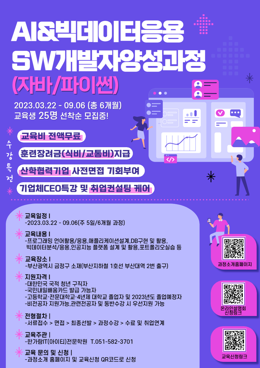 Aiand빅데이터응용 Sw개발자 양성과정 교육생 모집 0322 개강 공모전 대외활동 링커리어