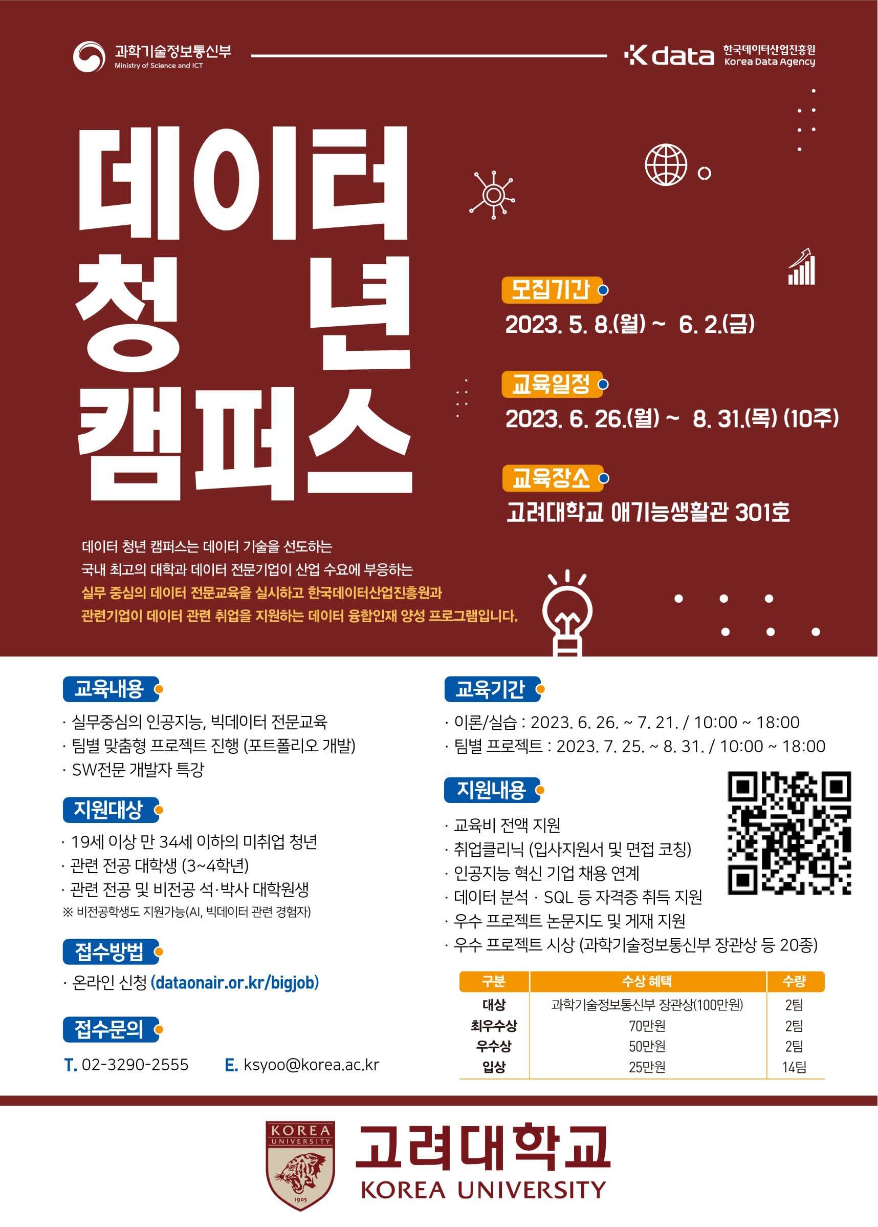 고려대 데이터 청년 캠퍼스 무료 교육생 모집실무중심의 인공지능 빅데이터 프로젝트 전문교육 과정 공모전 대외활동 링커리어