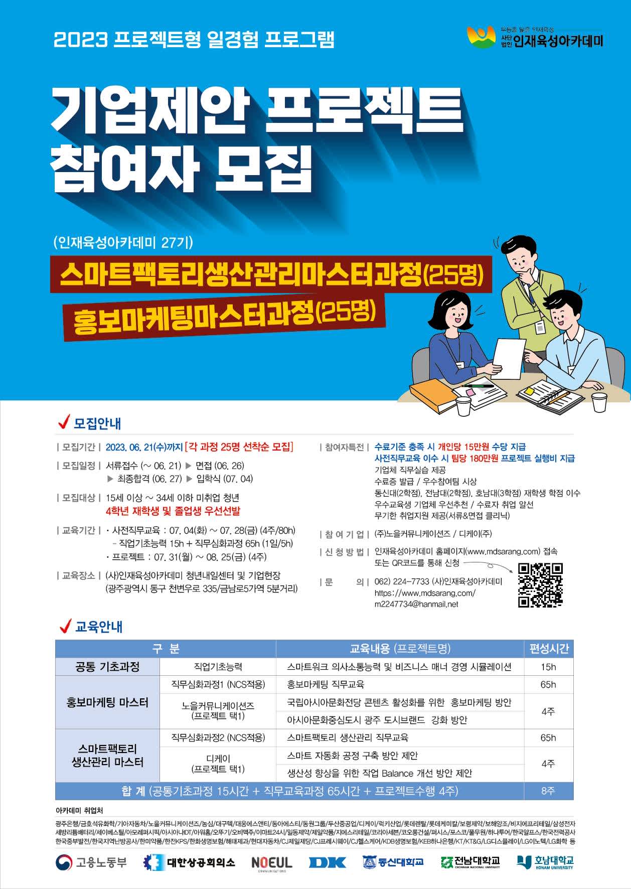 광주전남 고용노동부 2023 프로젝트형 일경험 프로그램 기업제안 프로젝트 참여자 모집 공모전 대외활동 링커리어