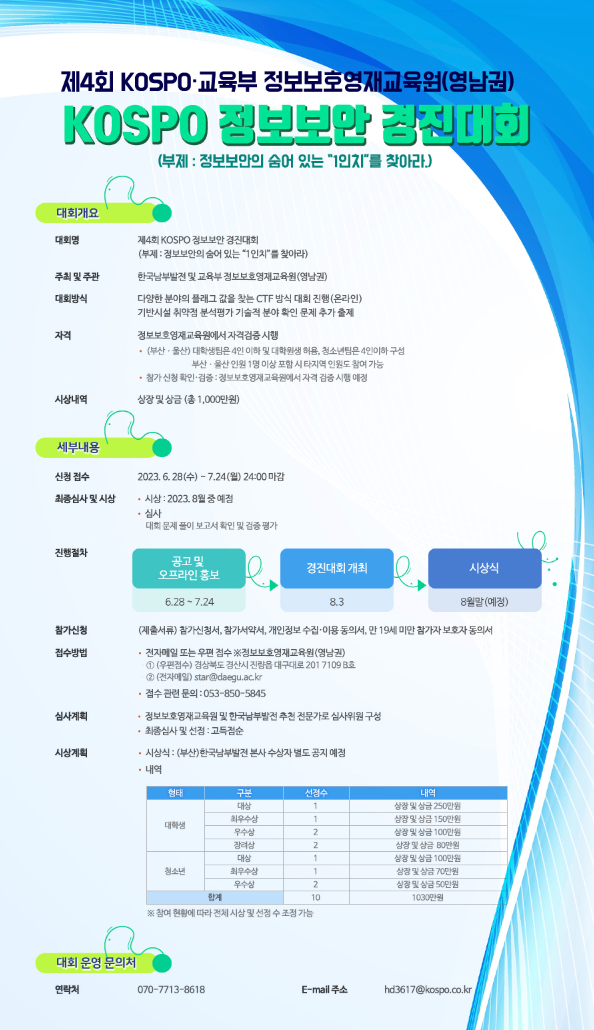제4회 KOSPO 정보보안 경진대회 | 공모전 대외활동-링커리어
