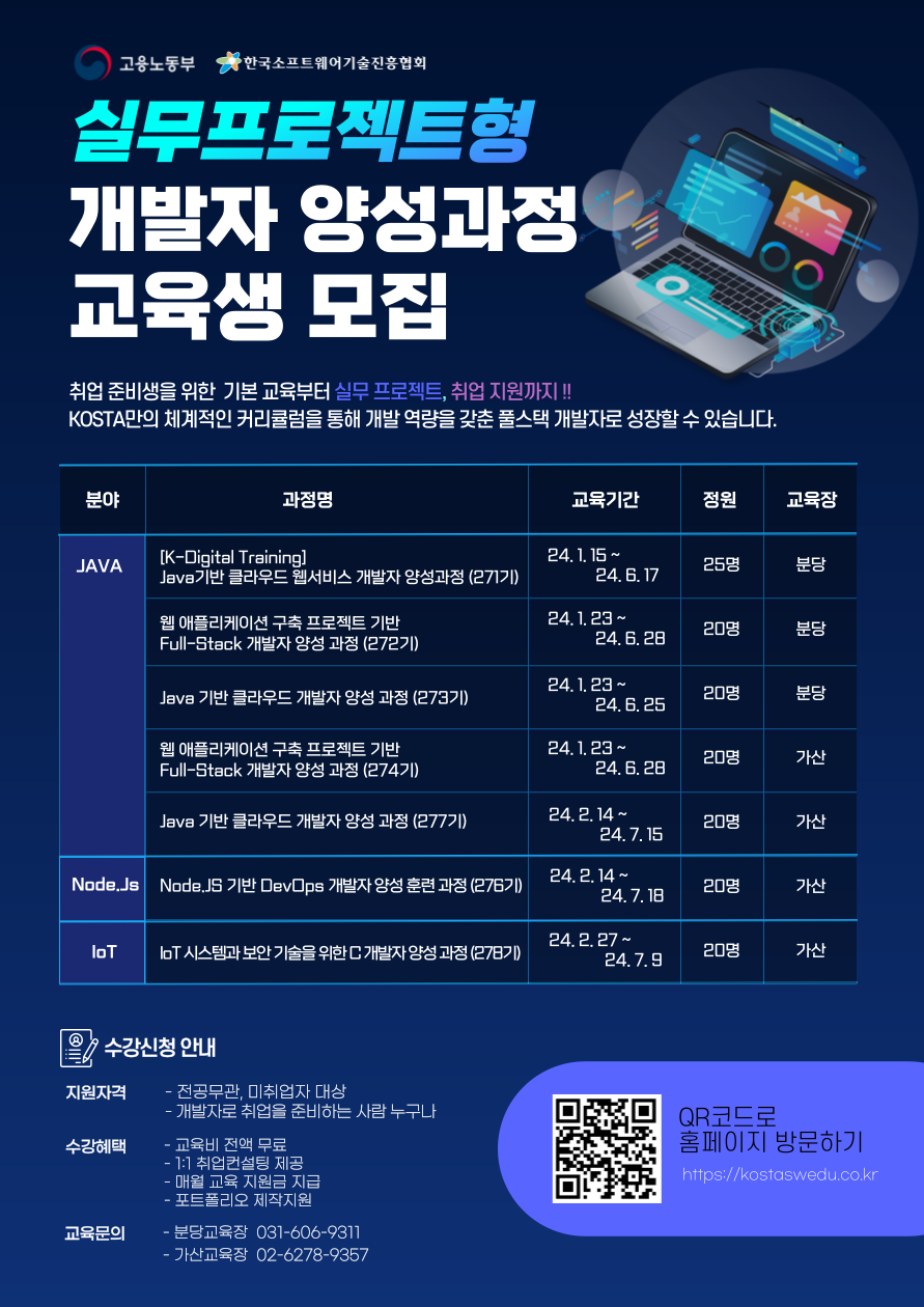 한국소프트웨어기술진흥협회 2024년도 실무프로젝트형 개발자 양성과정 교육생 모집 공모전 대외활동 링커리어
