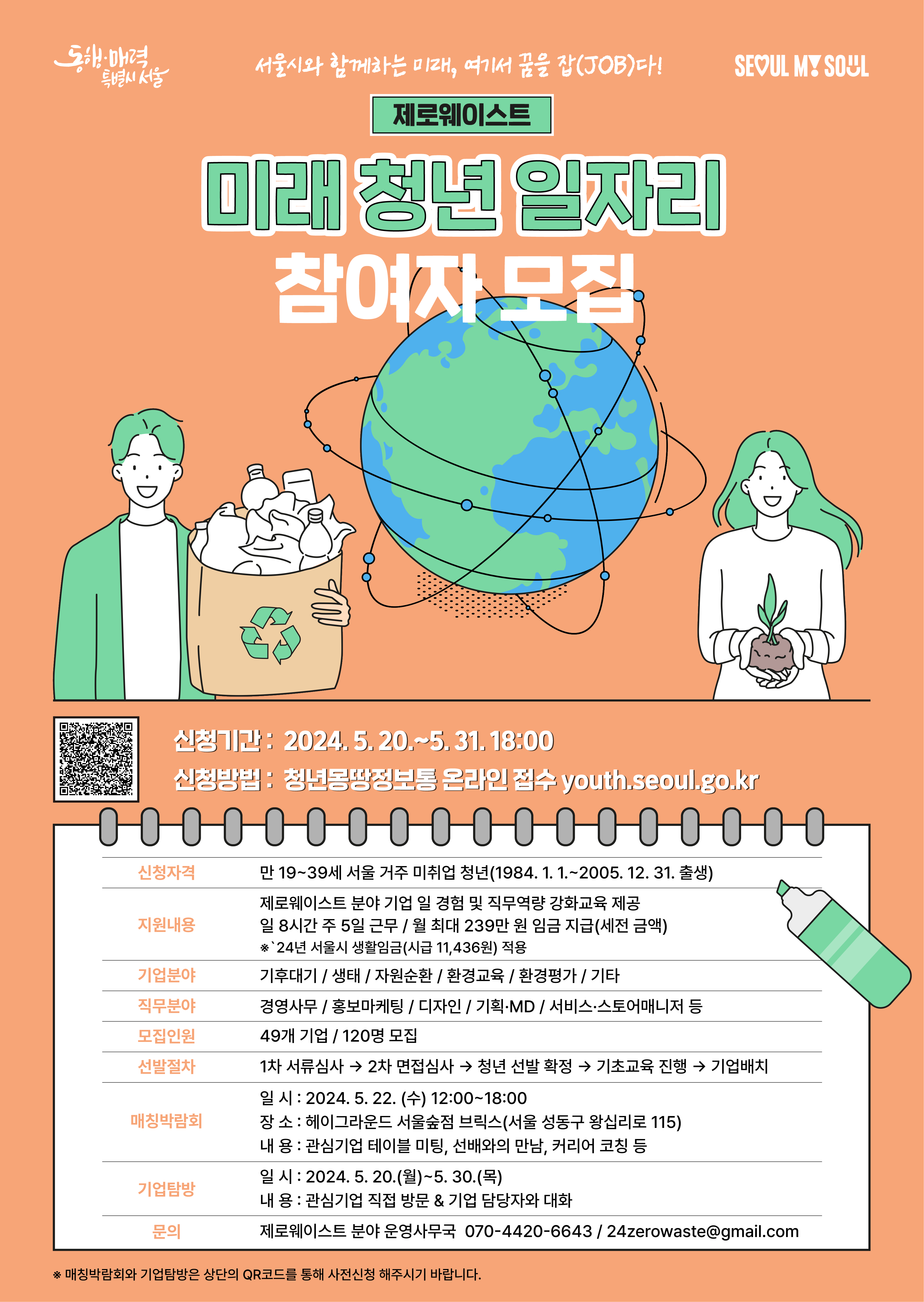 서울시 미래청년일자리제로웨이스트 참여자 모집 및 매칭박람회and기업탐방 공모전 대외활동 링커리어