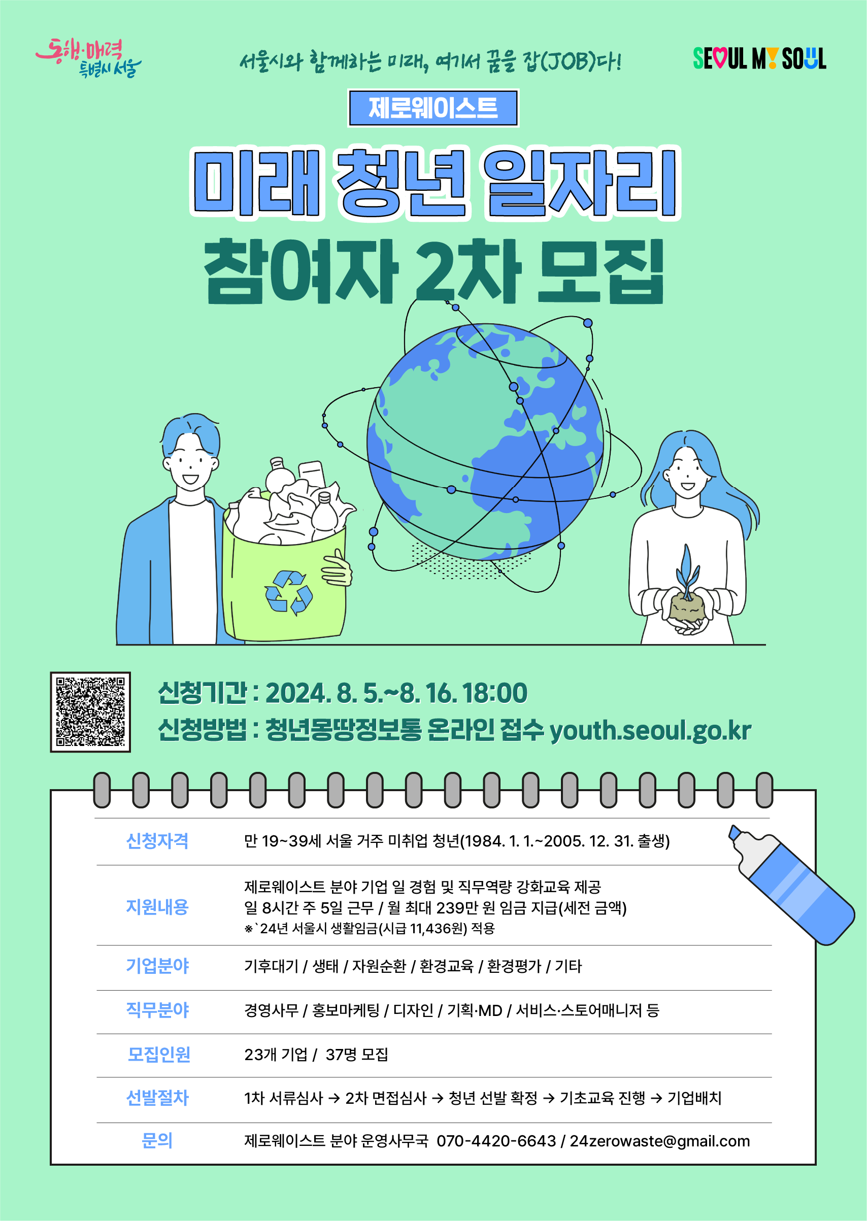 서울시 미래청년일자리 제로웨이스트분야 2차 참여자 모집의 건 공모전 대외활동 링커리어