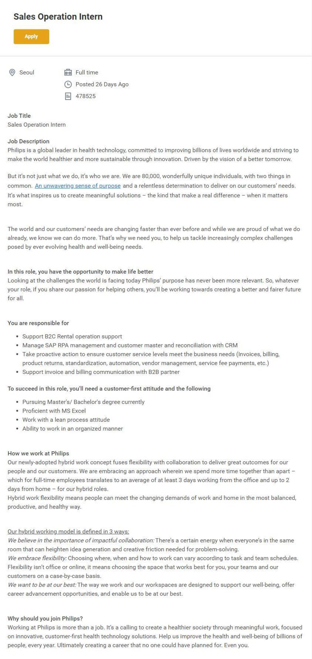 Sales Operation Intern | 공모전 대외활동-링커리어