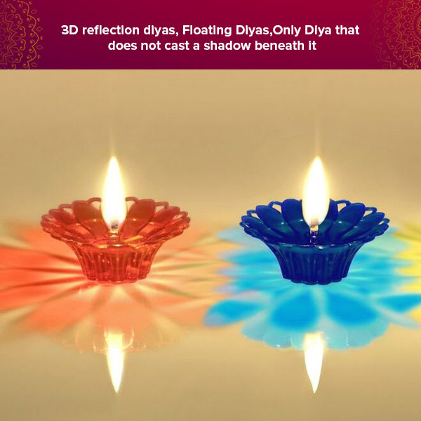 Buy Diwali Special 3D Reflection Colourful Transparent Diya (Set Of 12 ...