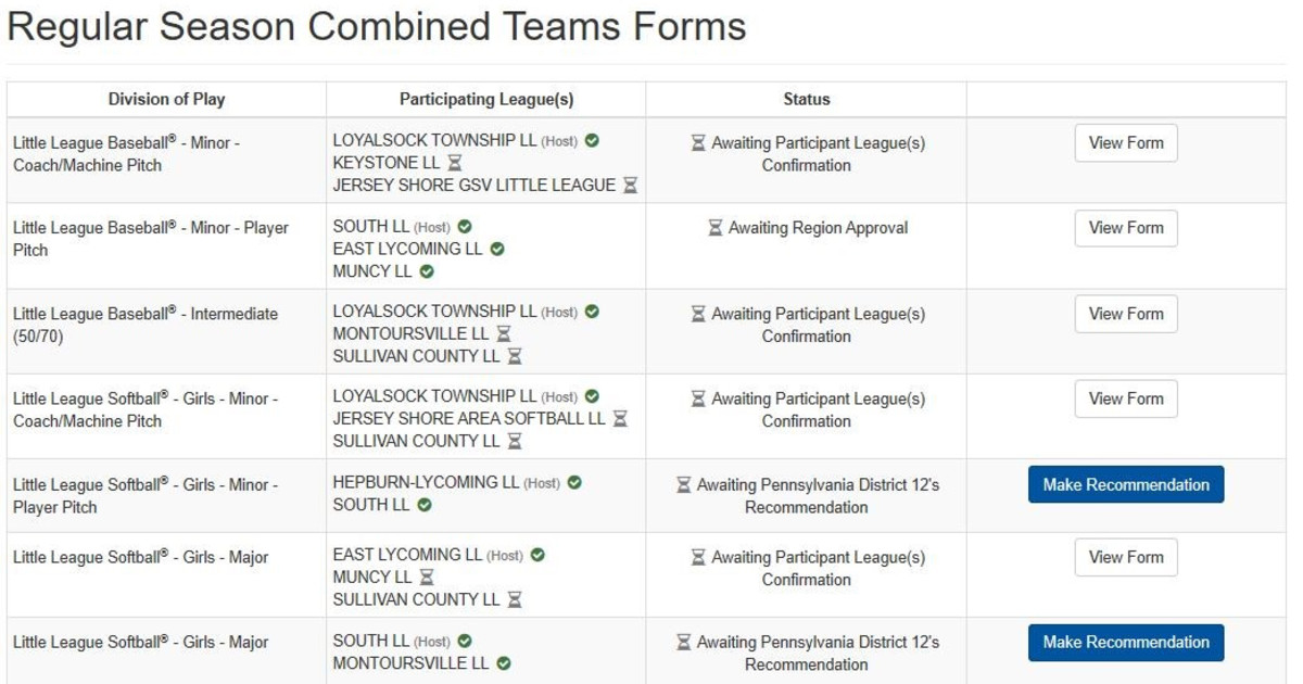 Reviewing a Combined Teams Request Using the Little League® Data Center ...