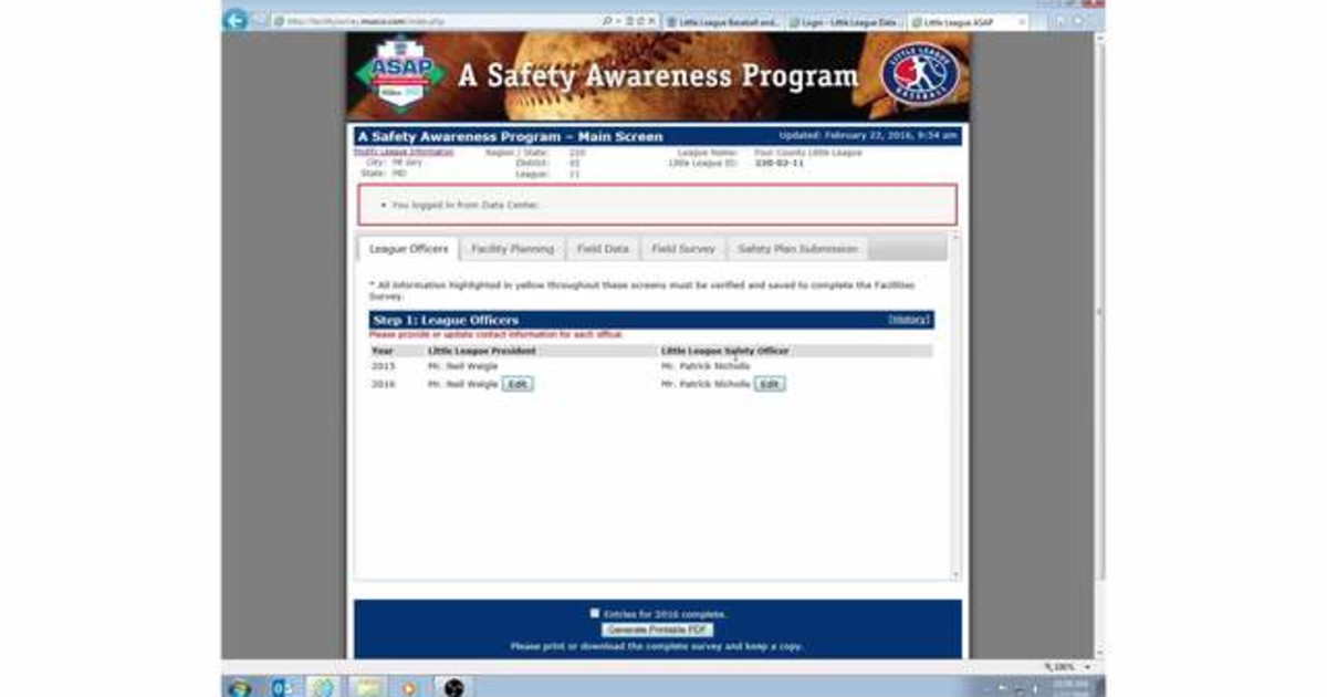Online ASAP Submission Process - Little League