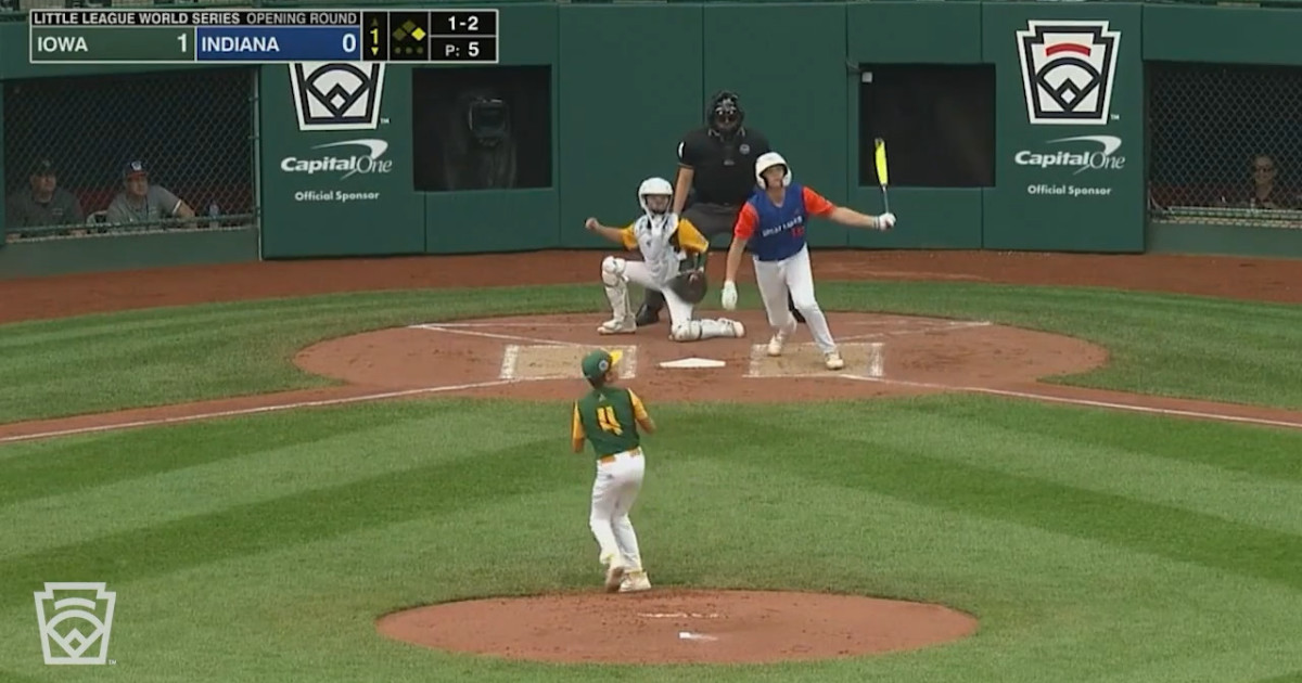 Kaden Hall flies an RBI single to left - Little League