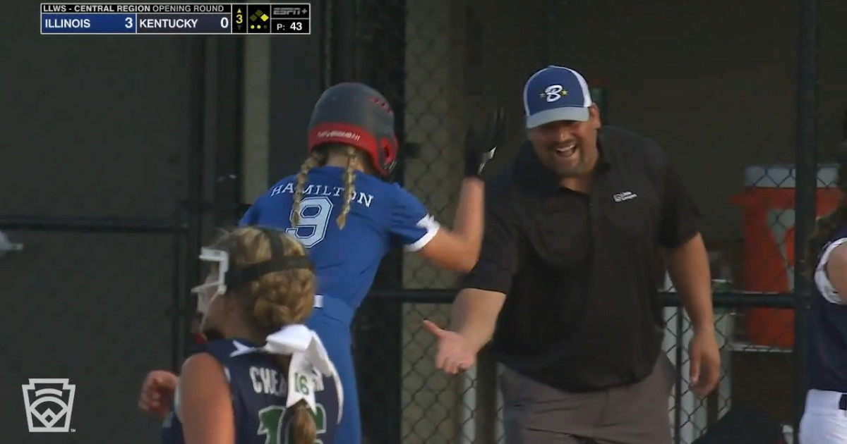 Kate Hamilton hits an RBI single - Little League